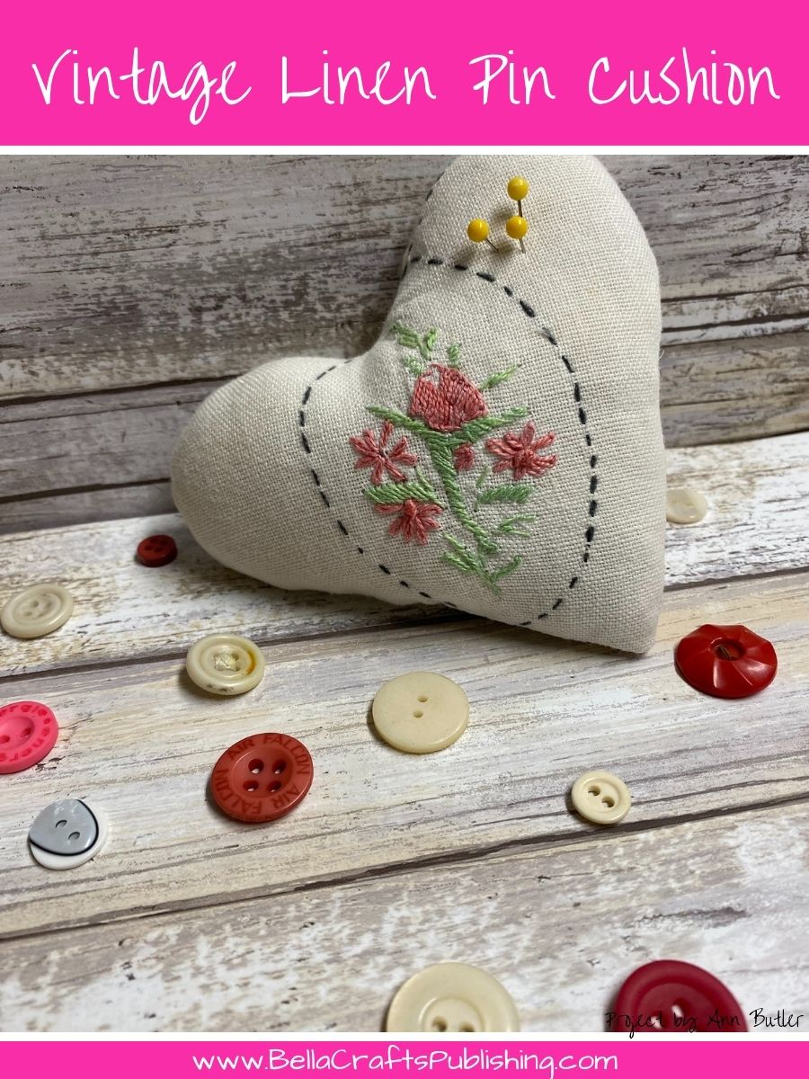 Vintage Linen Pin Cushion - Bella Crafts Publishing